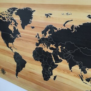 Wooden World Map - Pine Tree - Available Personalization - Etsy