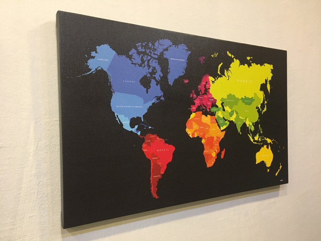 Canvas World Map Black Background mapa Del Mundo, Weltkarte, карта мира ...