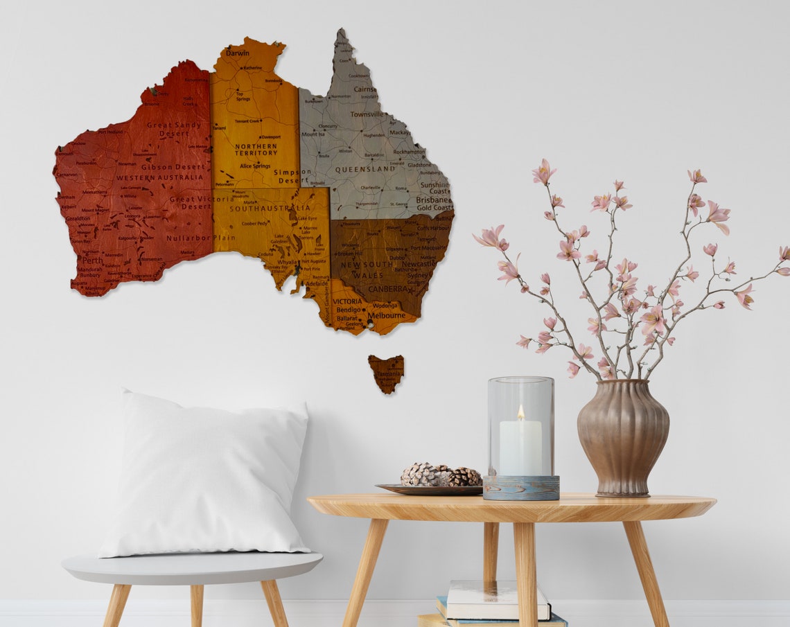 Wooden Australia Map 3D Australia Map Wood Australia Map 3D - Etsy