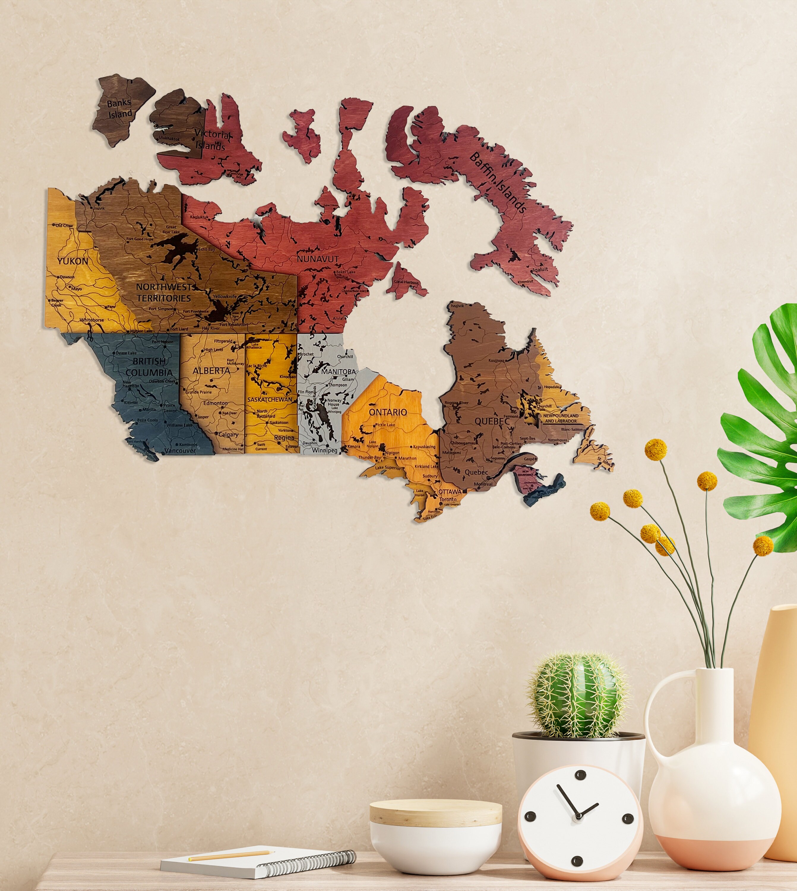 Wooden Canada Map 3D Canada Map 3D Wood Canada Map Detailed - Etsy