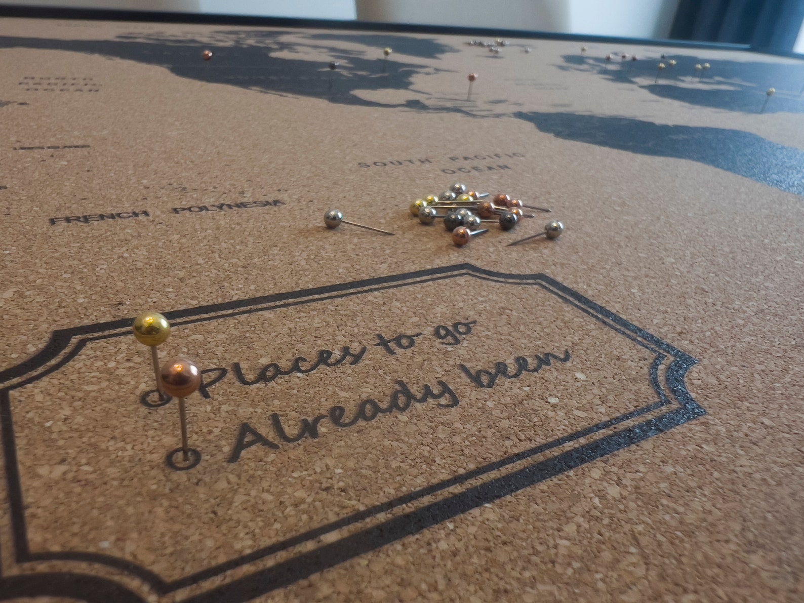 Push Pin World Map: Framed Cork Travel Tracker, Adventurer Gift - Etsy