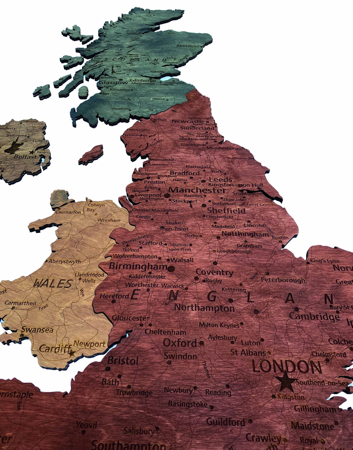 Wooden UK Map 3D United Kingdom Map 3D Wood UK Map United - Etsy