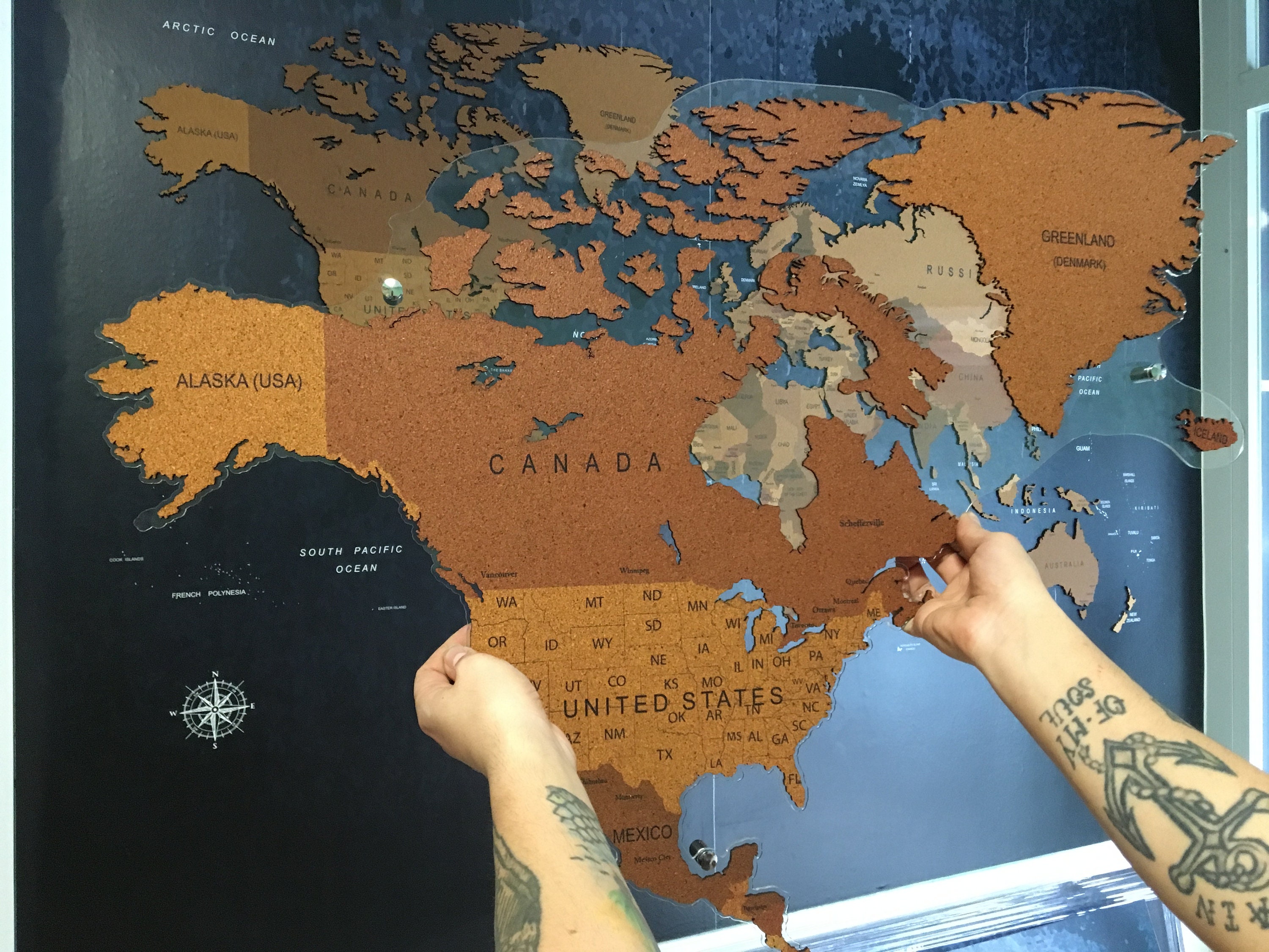 Cork World Map on Plexiglass Push Pins 3D Cork Map Wolrd Map - Etsy