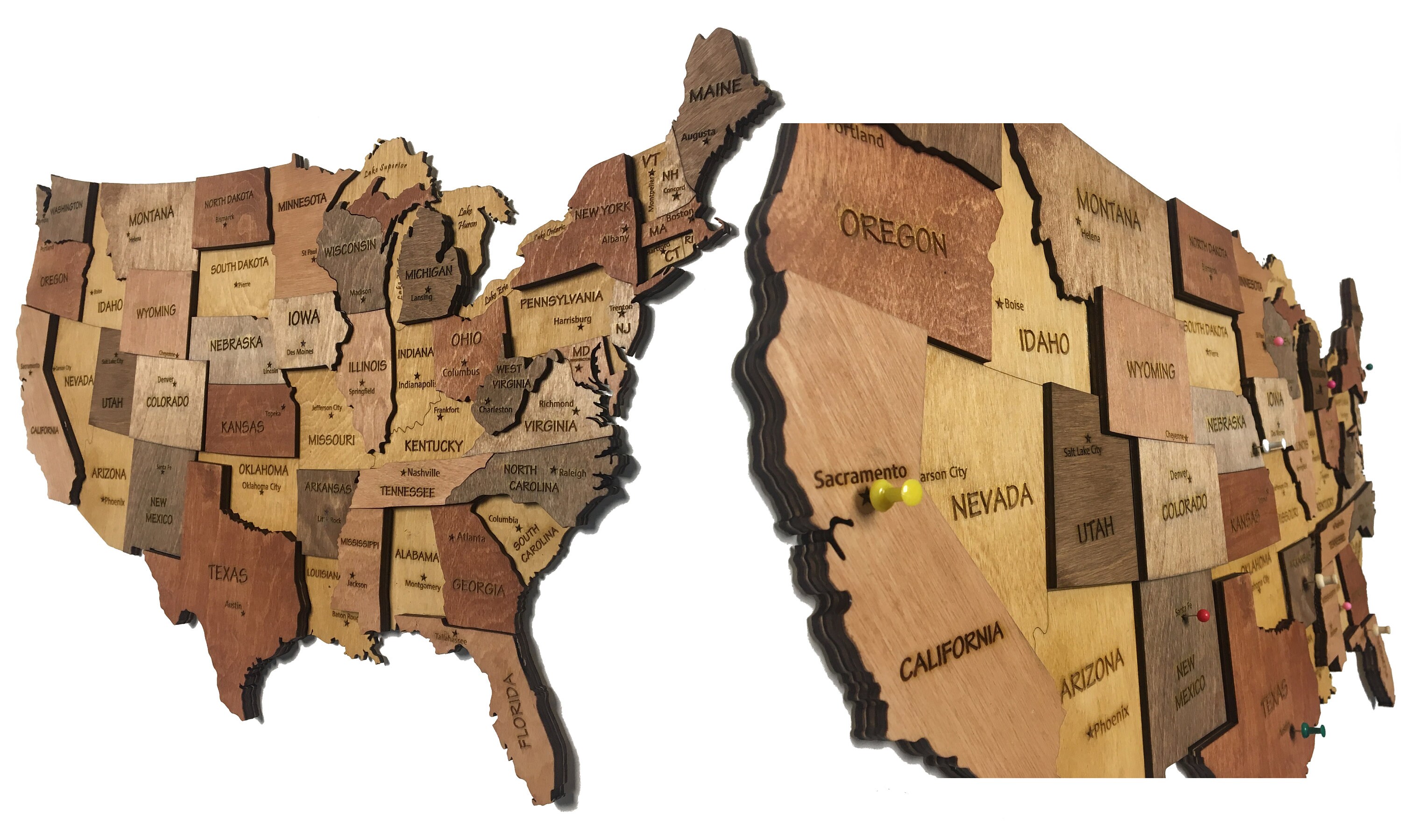Wooden America Map 3D America Map Wood USA Map 3D USA Map | Etsy Australia