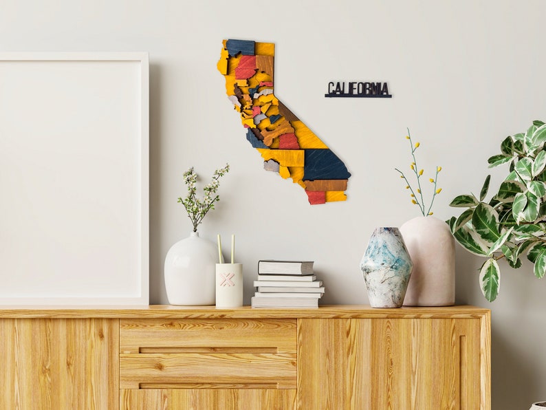 Wooden States Map 3D States Map Wood California Map 3D New - Etsy