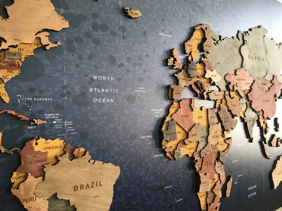 Wood Map Wooden World Map with Background Large Wall Art World | Etsy