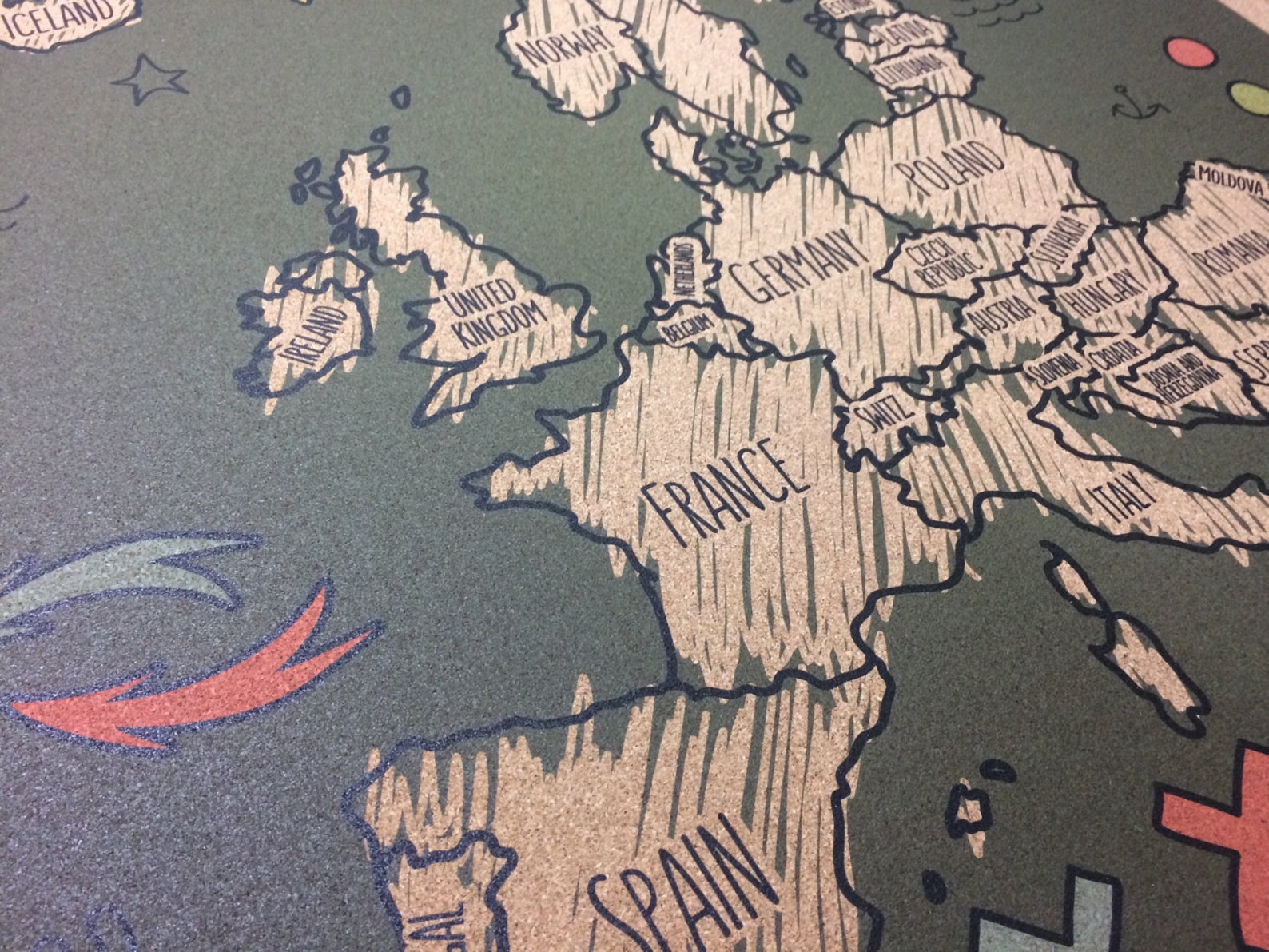 Cork Europe Map Hand Drawing - Etsy