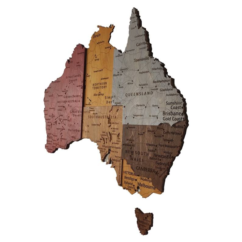 Wooden Australia Map 3D Australia Map Wood Australia Map 3D | Etsy