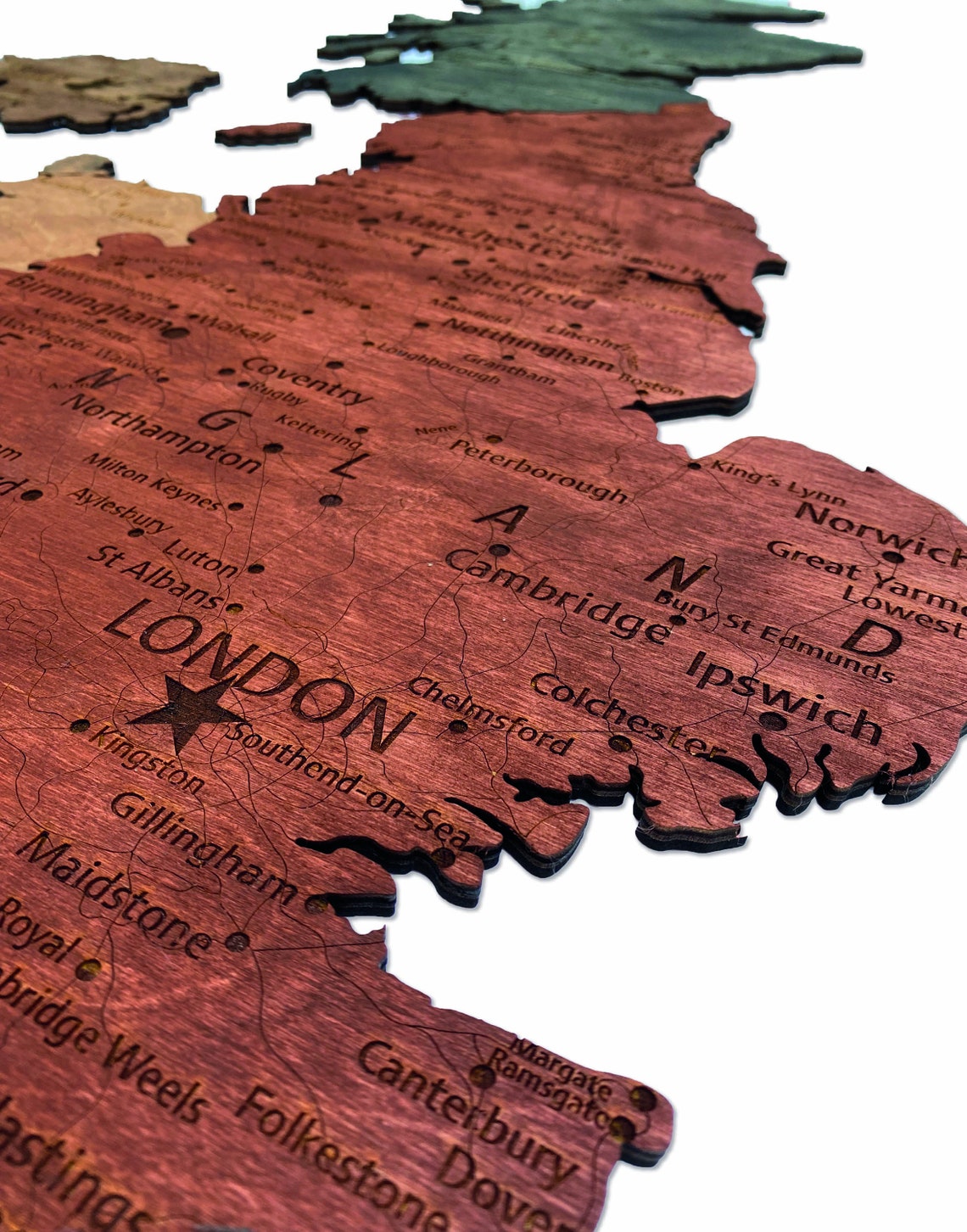 Wooden UK Map 3D United Kingdom Map 3D Wood UK Map United - Etsy