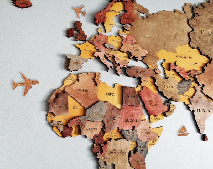 Wood Map Wooden World Map With Background Large Wall Art World Map Wall ...