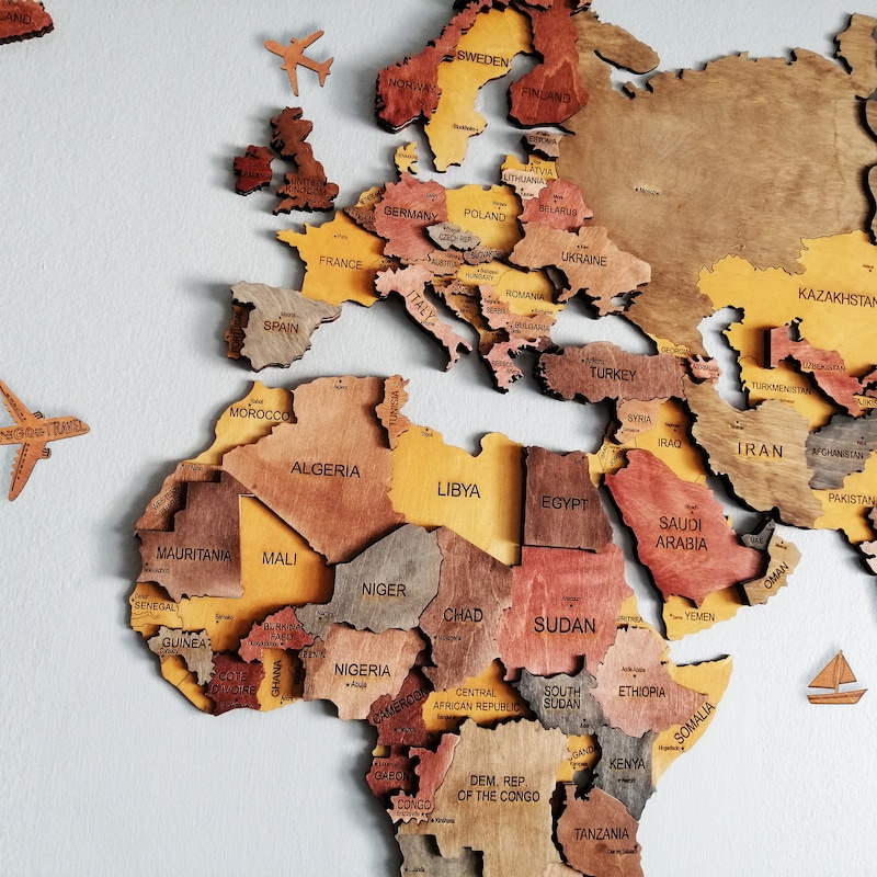 Wood World Map - Etsy