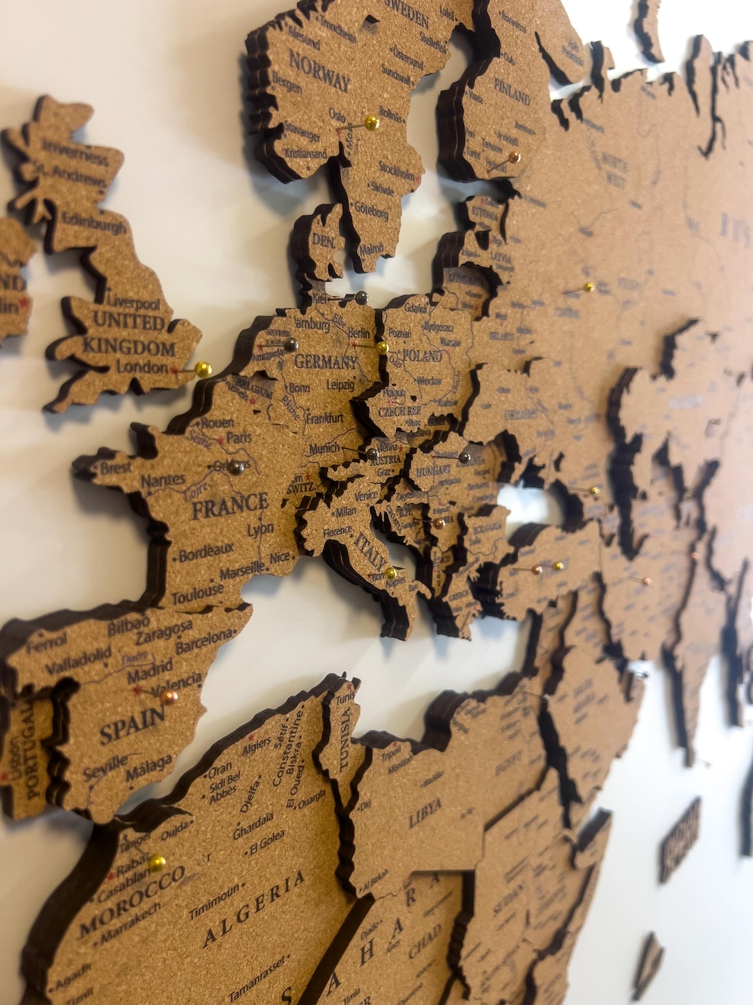 3D Cork World Map, Travel Pin Board, Push Pin Map, Wall Art World Map, Memory Board, Home ...