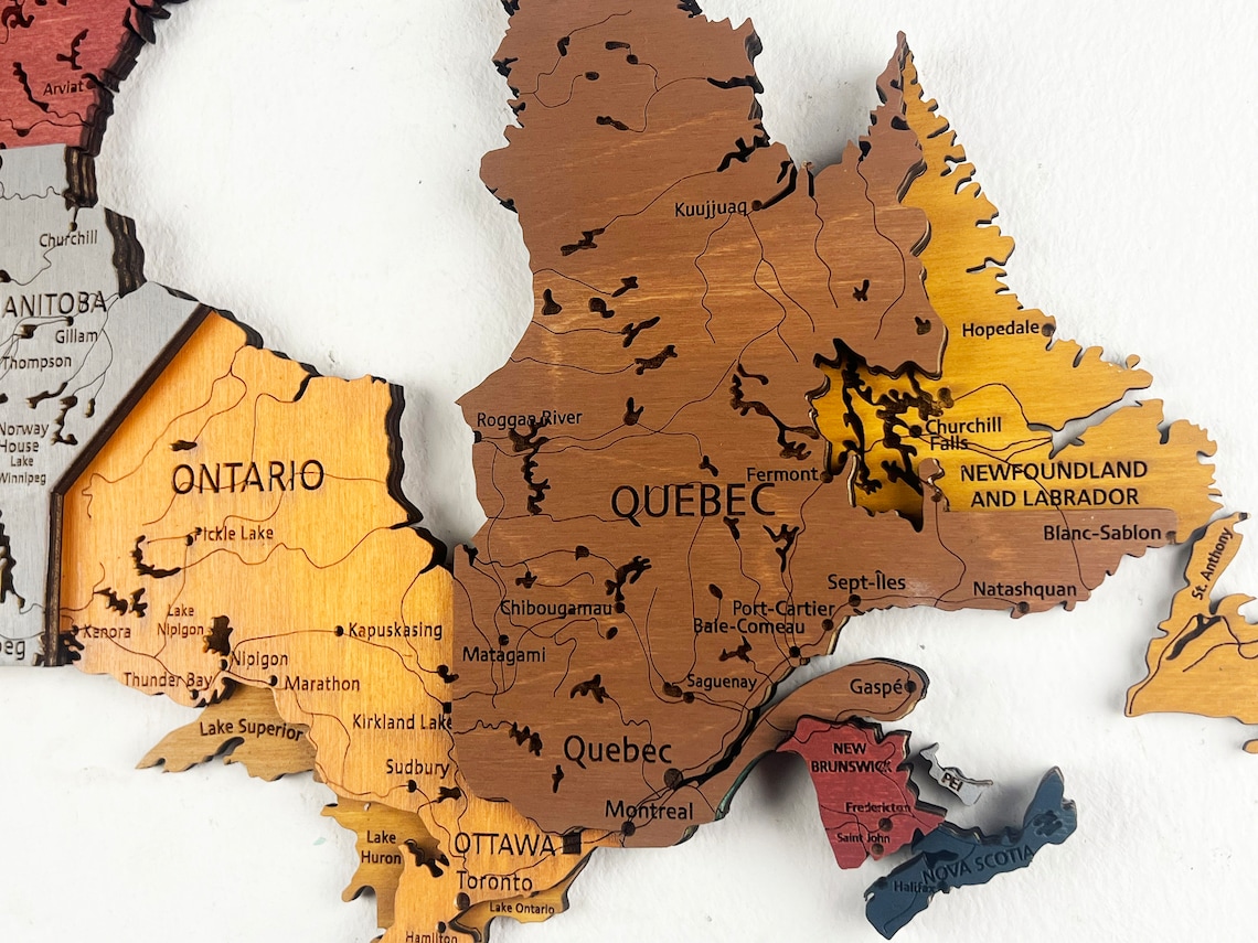 3D Wooden Canada Map: Colorful Wall Art, Home/office Decor - Etsy