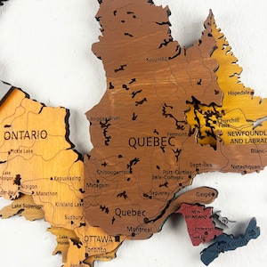 Wooden Canada Map, 3D Canada Map, 3D Wood Canada Map, Detailed Canada ...