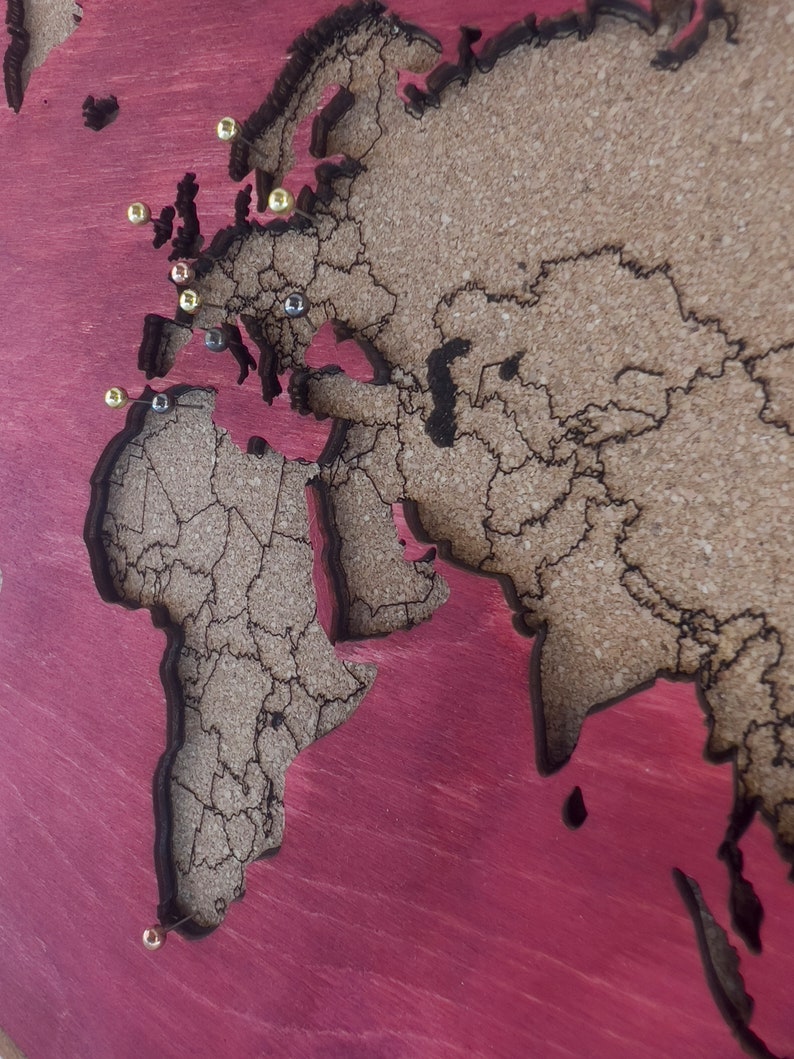 Cork Board World Map: Push Pin Travel Tracker, Customizable Gift - Etsy