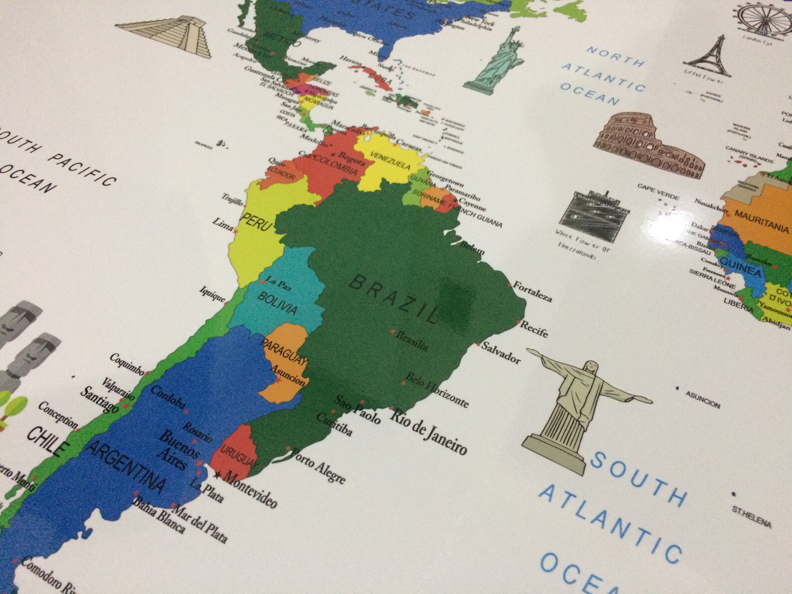 World Map With Landmarks Traveller Map Gift Map Hallowen Gift - Etsy