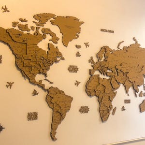 3D Cork World Map, Travel Pin Board, Push Pin Map, Wall Art World Map, Memory Board, Home ...