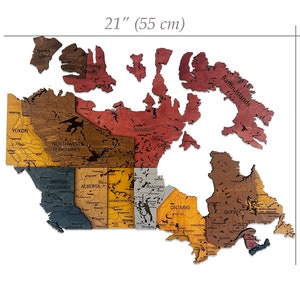 Wooden Canada Map, 3D Canada Map, 3D Wood Canada Map, Detailed Canada ...