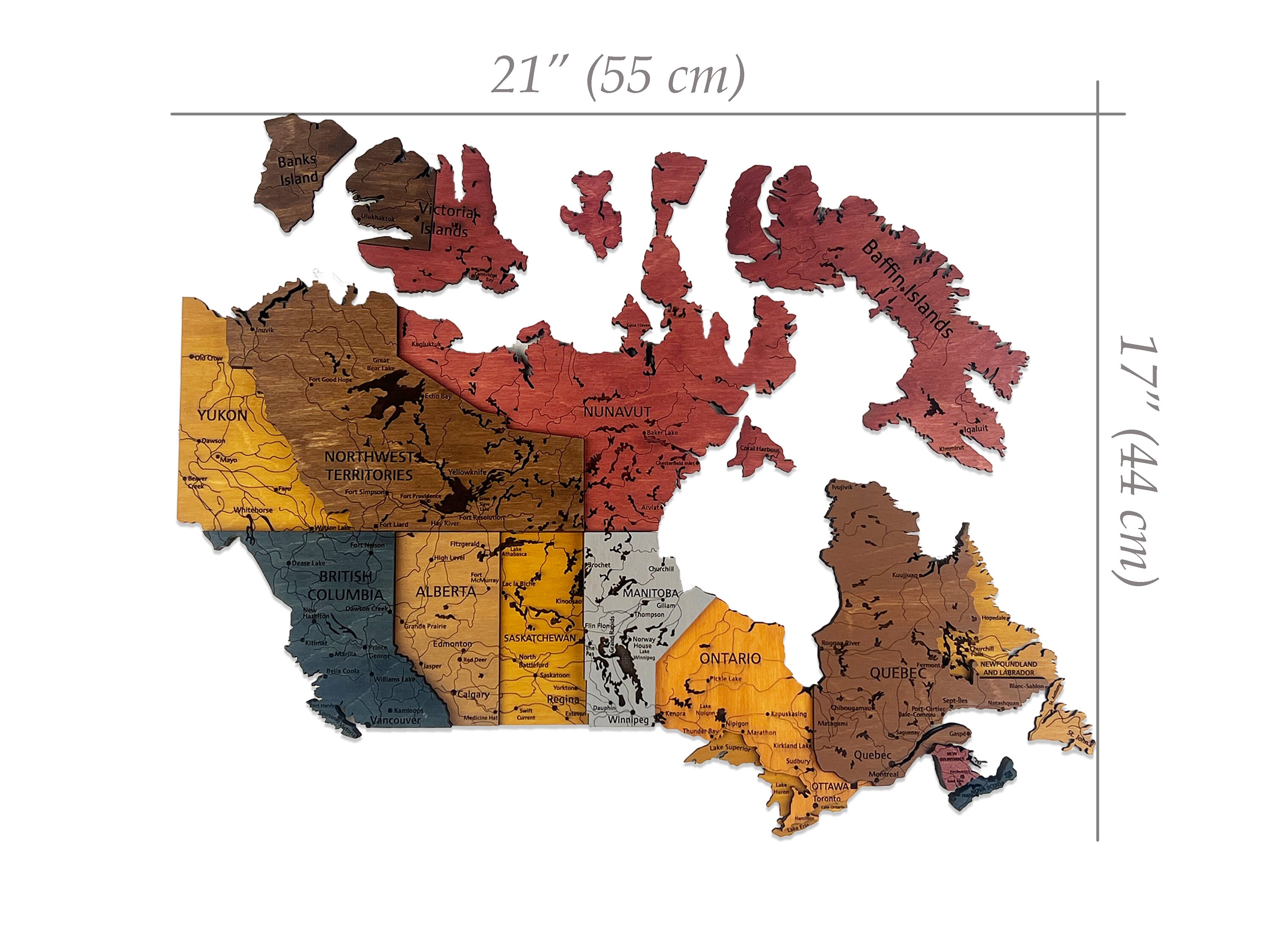 Wooden Canada Map 3D Canada Map 3D Wood Canada Map Detailed - Etsy
