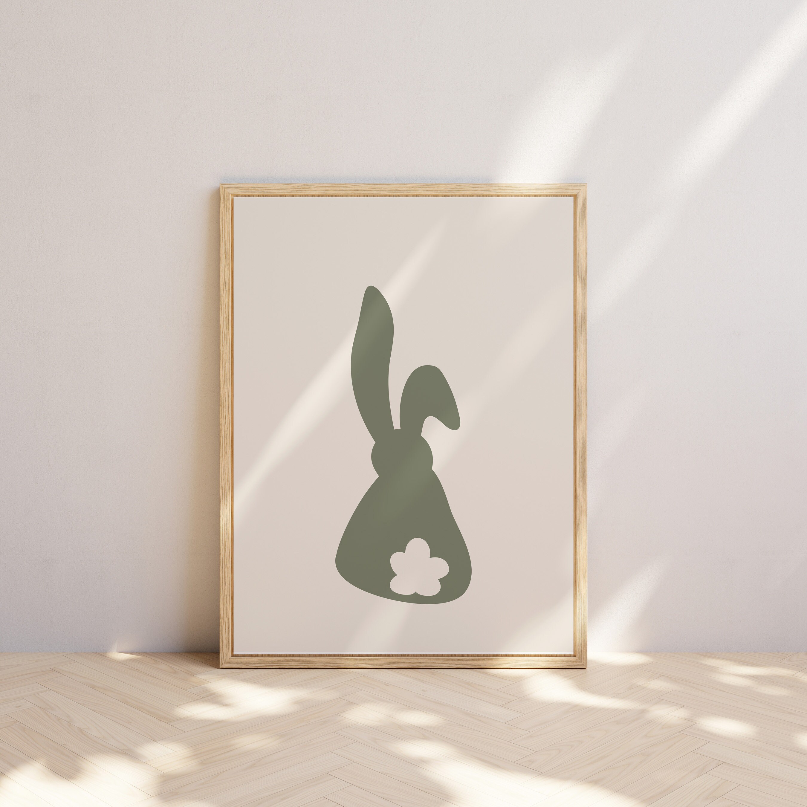 Sage Green Bunny Retro Printable Wall Art Poster Modern Artwork Trendy ...