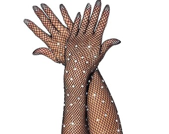Rhinestone Fishnet Sleeves - Etsy