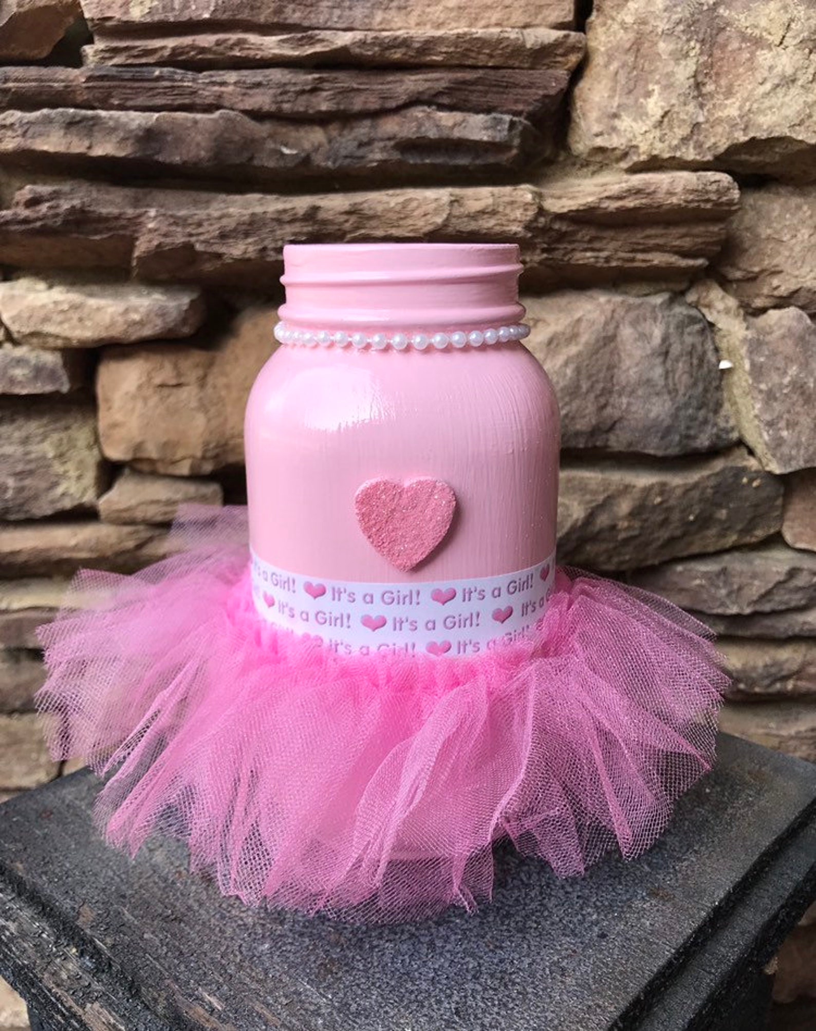 Its a Girl Mason Jar - Etsy