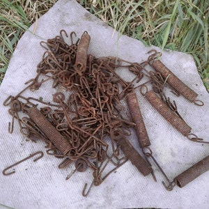 Antique Rusty Metal Bed Tension Springs Connectors Salvage Iron Craft ...