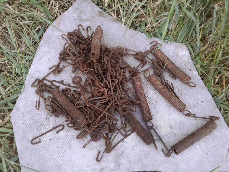 Antique Rusty Metal Bed Tension Springs Connectors Salvage Iron Craft ...