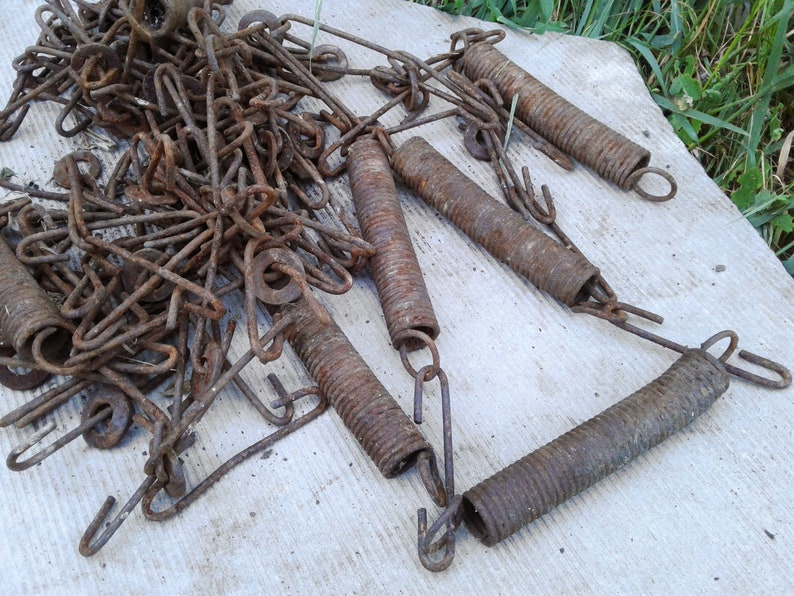 Antique Rusty Metal Bed Tension Springs Connectors Salvage Iron Craft ...