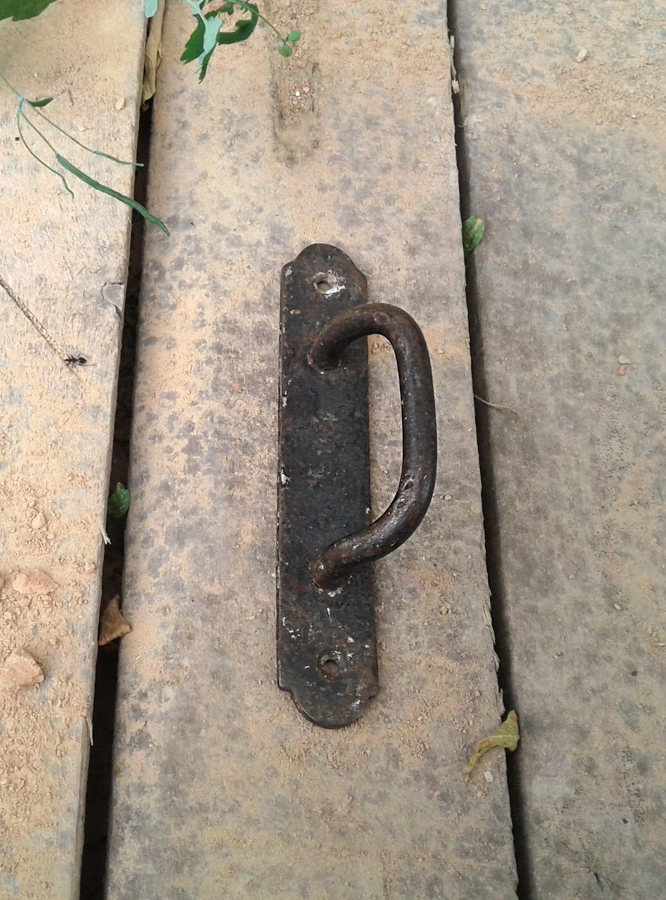 Small Iron Door Handle With Plate Vintage Rusty Metal Salvage Rustic ...