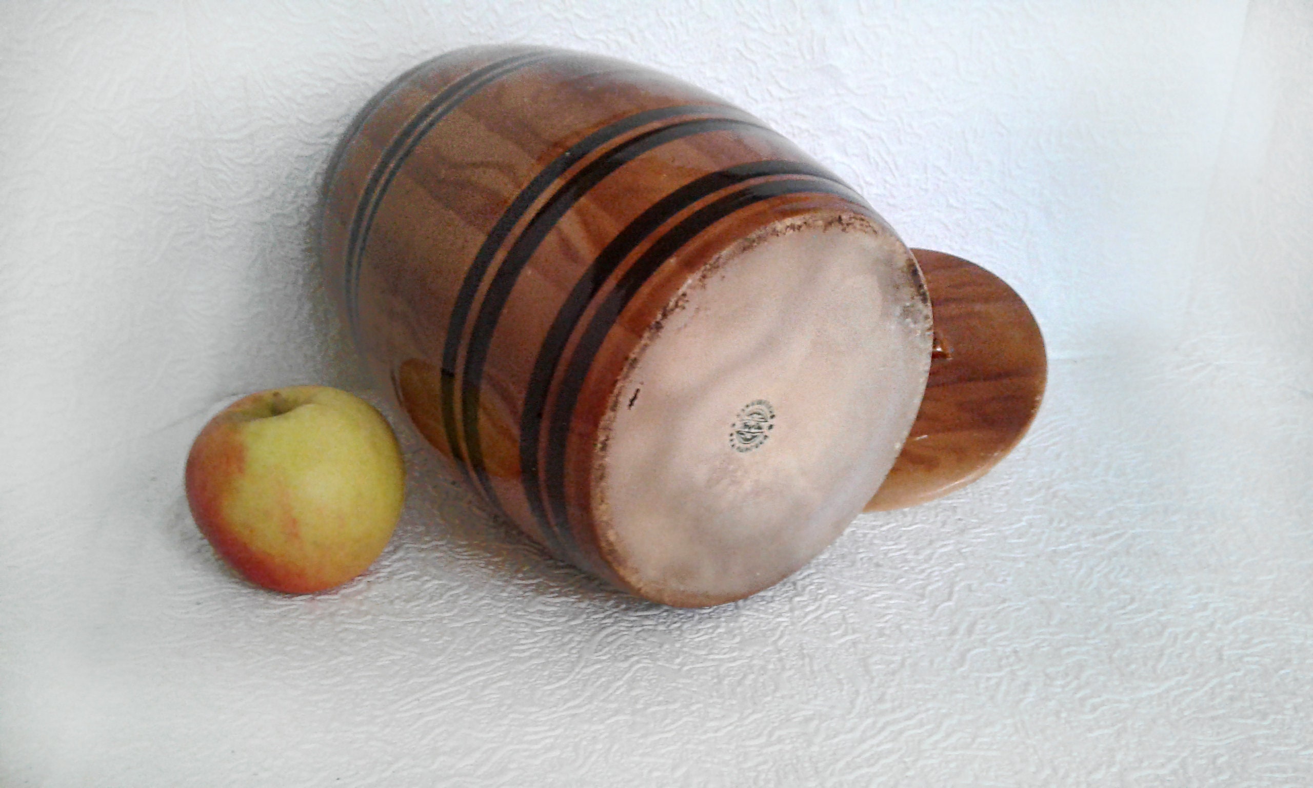 Glazed Ceramic Biscuit Barrel With Lid 3L Vintage Kitchen Brown ...