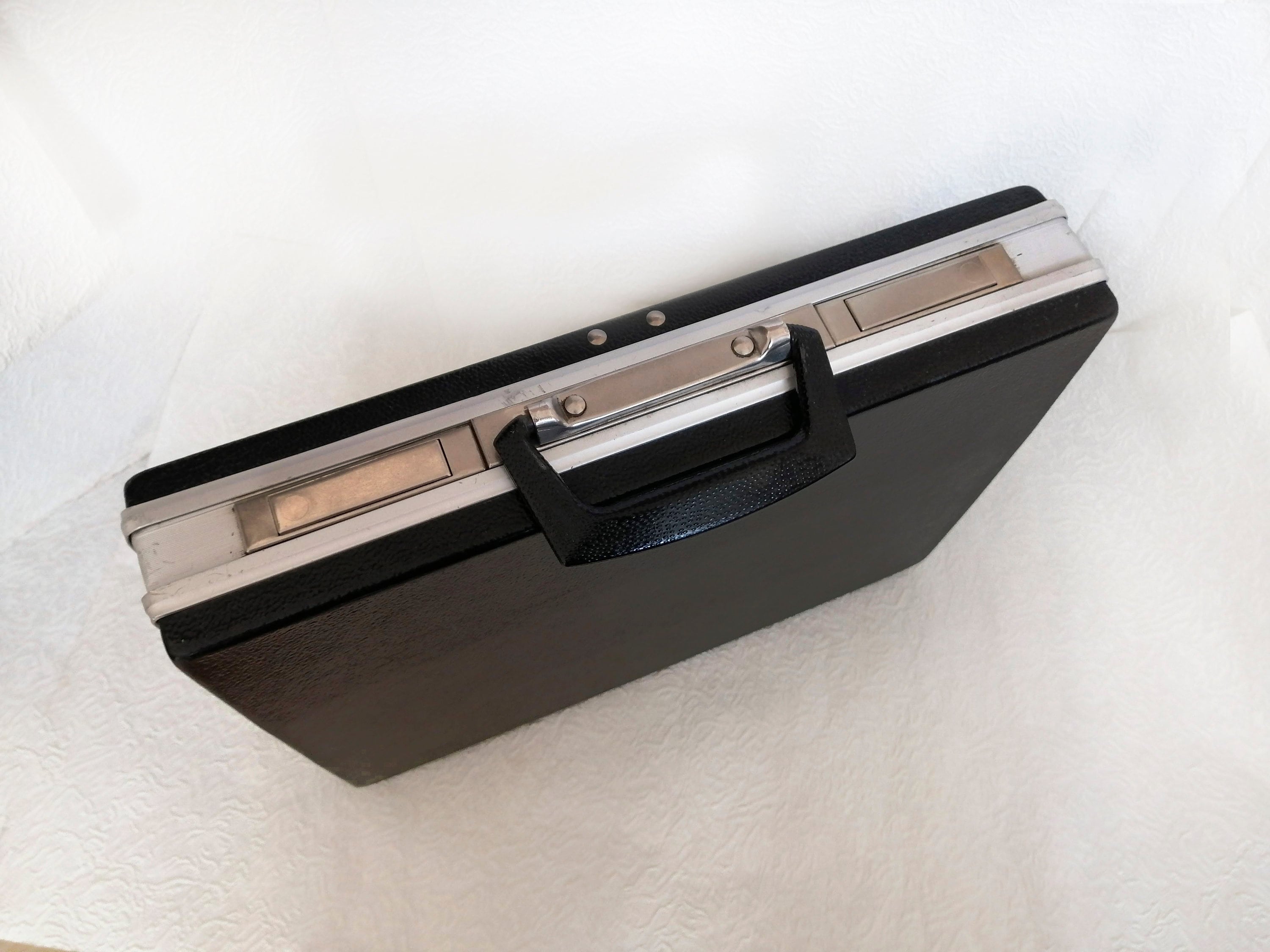 Black Briefcase Plastic Hard Shell Attache Case Black Mens Slim Bag ...