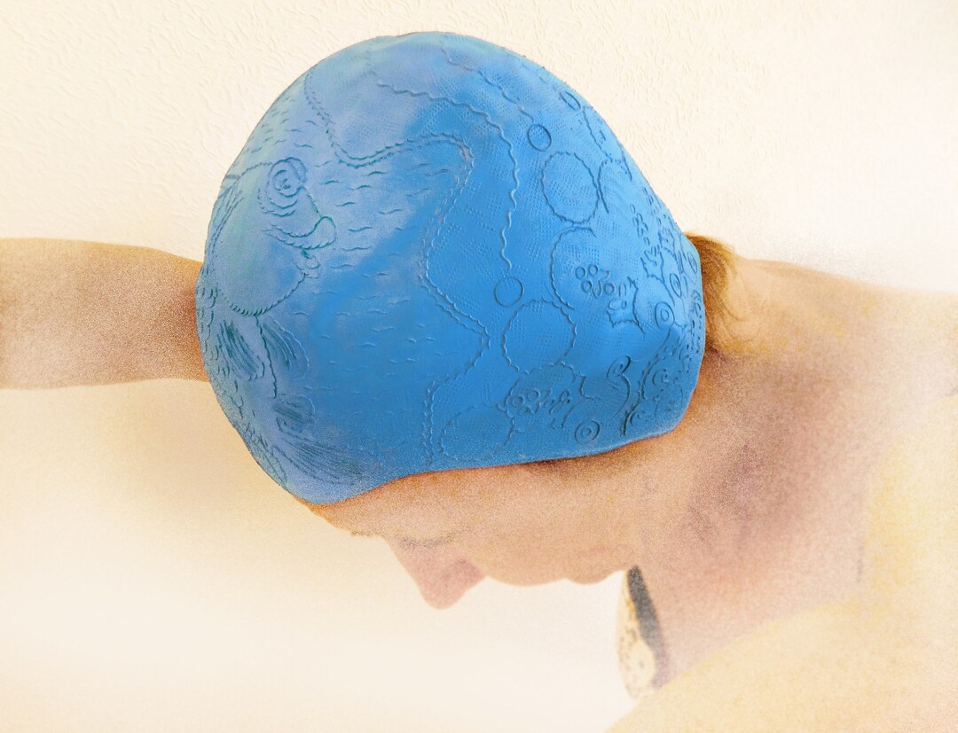 Retro Rubber Swim Cap Vintage Blue Adult Bathing Swimming Pool Shower ...