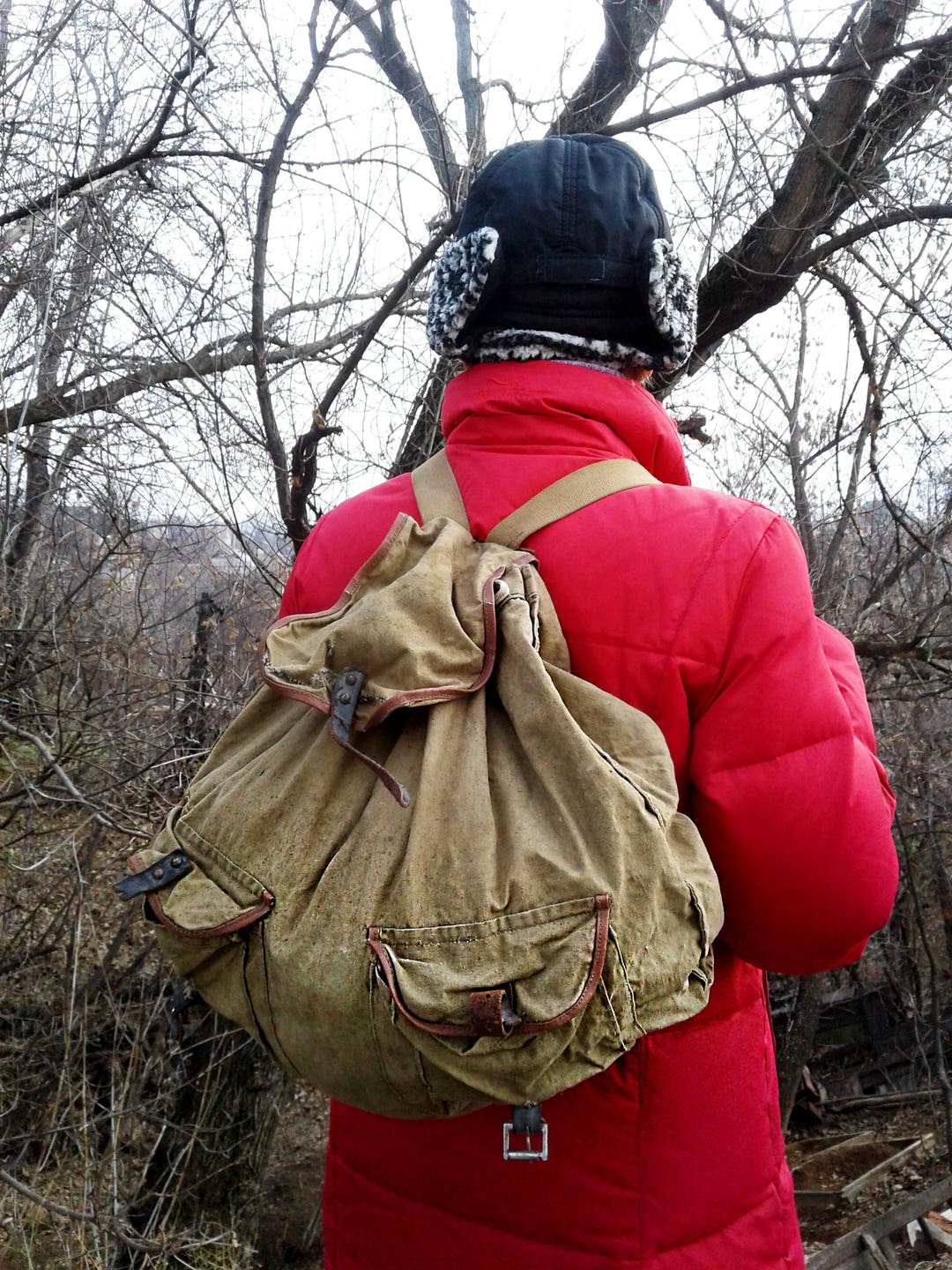 Antique Canvas Backpack 30s Distressed Genuine Salvage Old Military ...