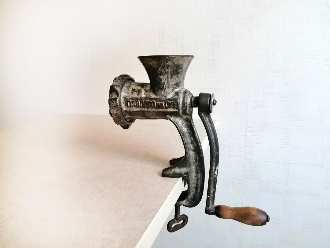 Meat Grinder Vintage Mid Century Cast Iron Mincer Manual Grind Old ...