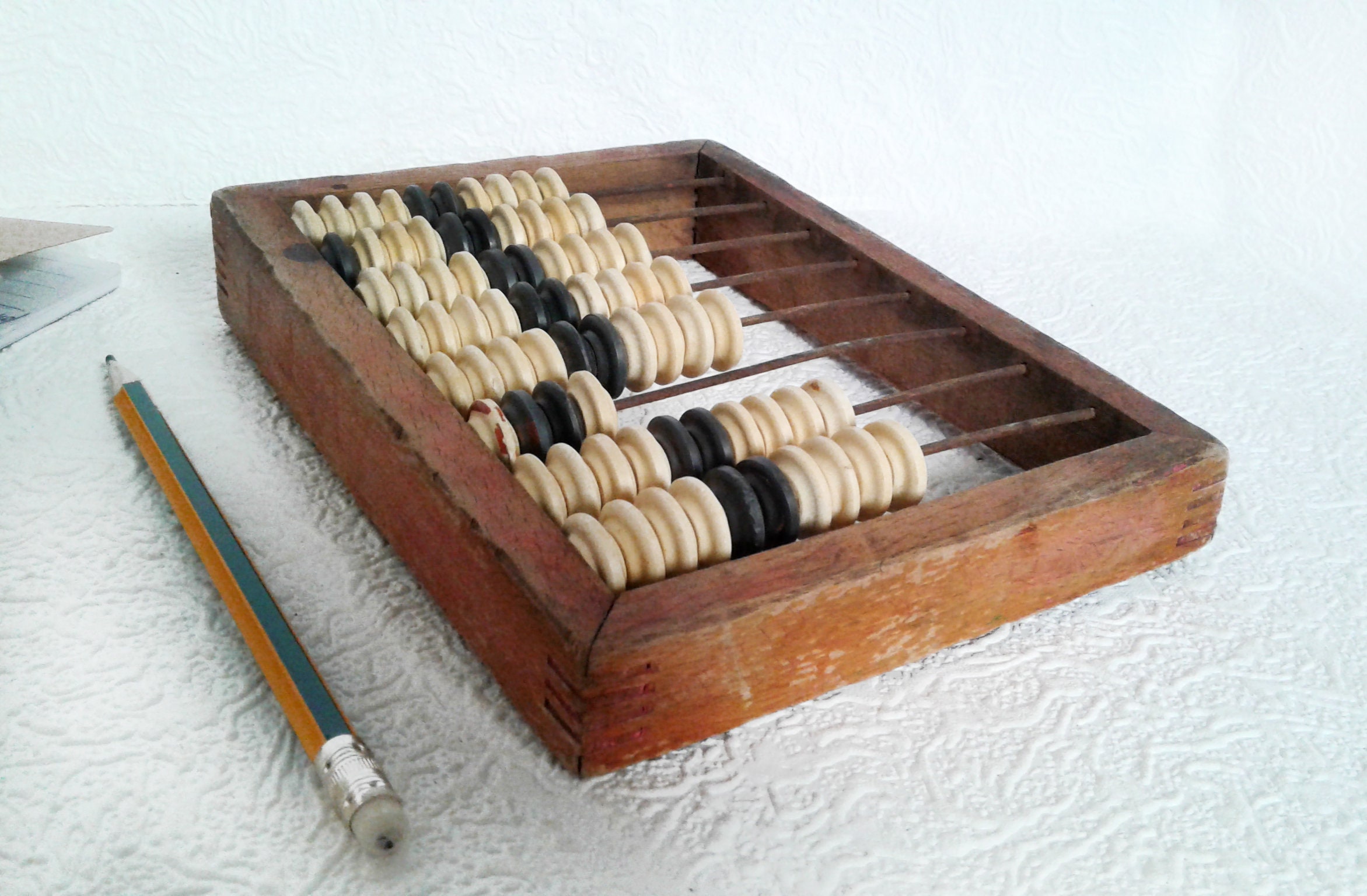 Small Abacus Vintage Wood Counting Frame Teach Children Count Numbers ...