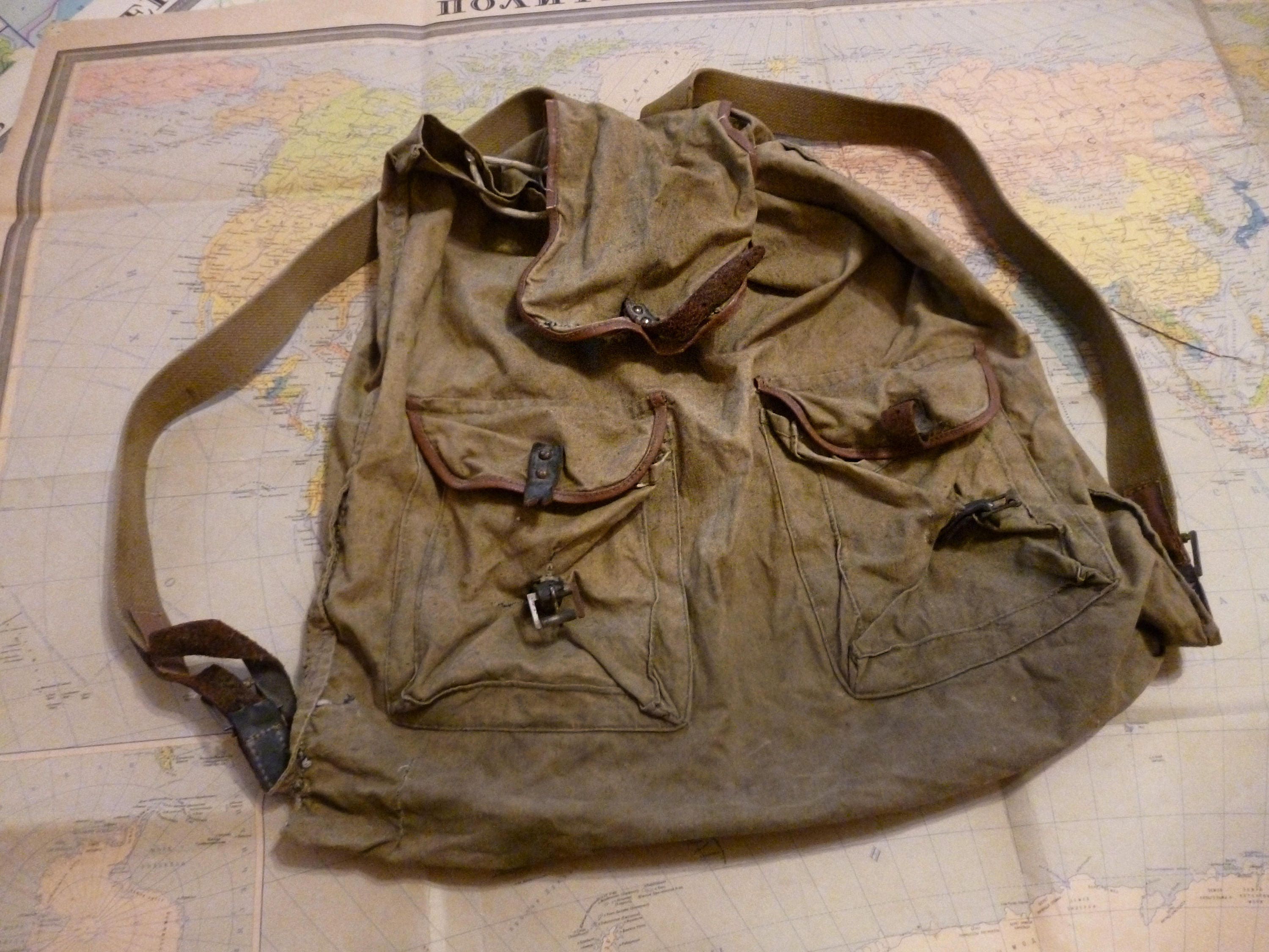 Antique Canvas Backpack 30s Distressed Genuine Salvage Old Military ...