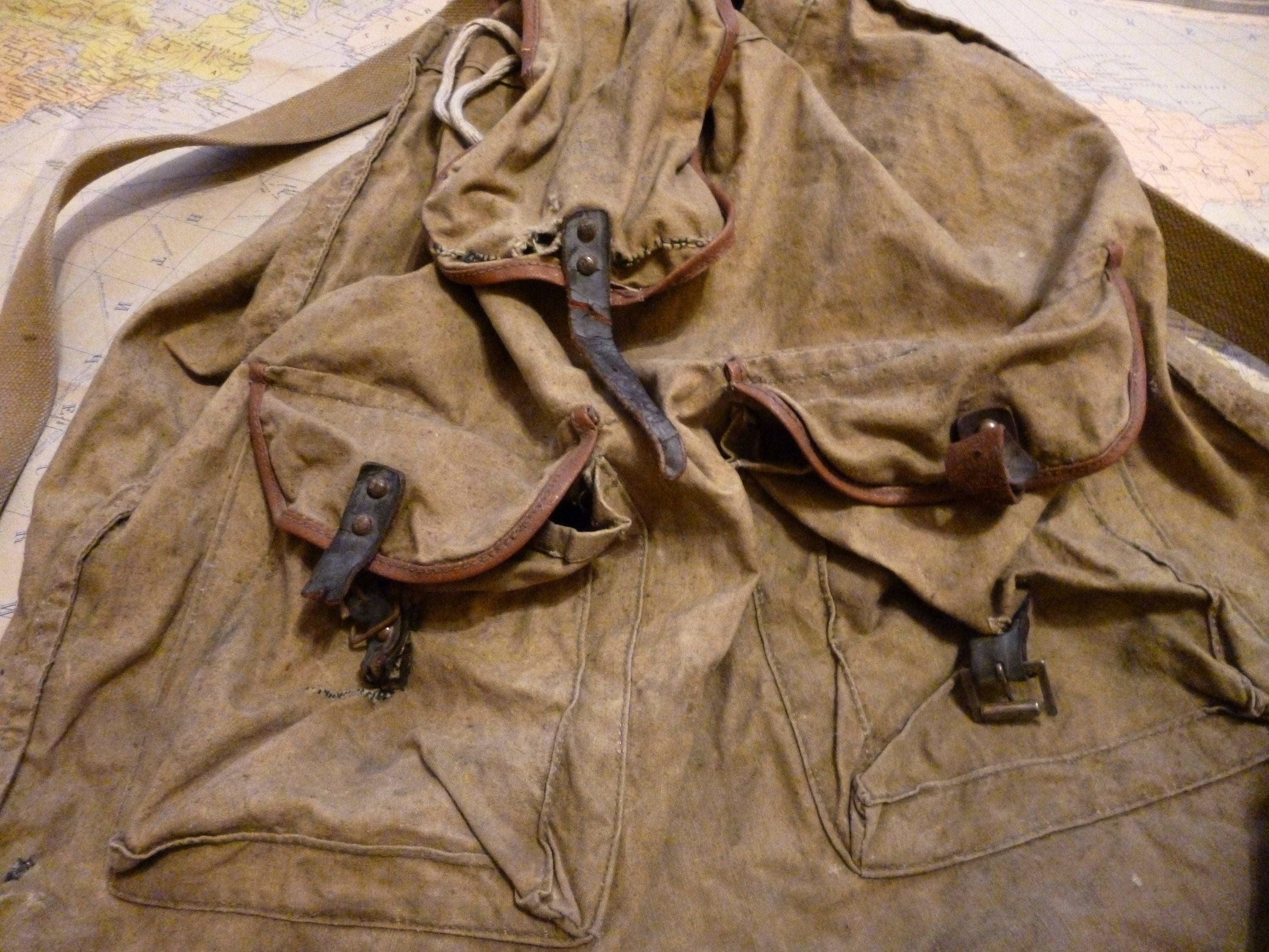 Antique Canvas Backpack 30s Distressed Genuine Salvage Old Military ...