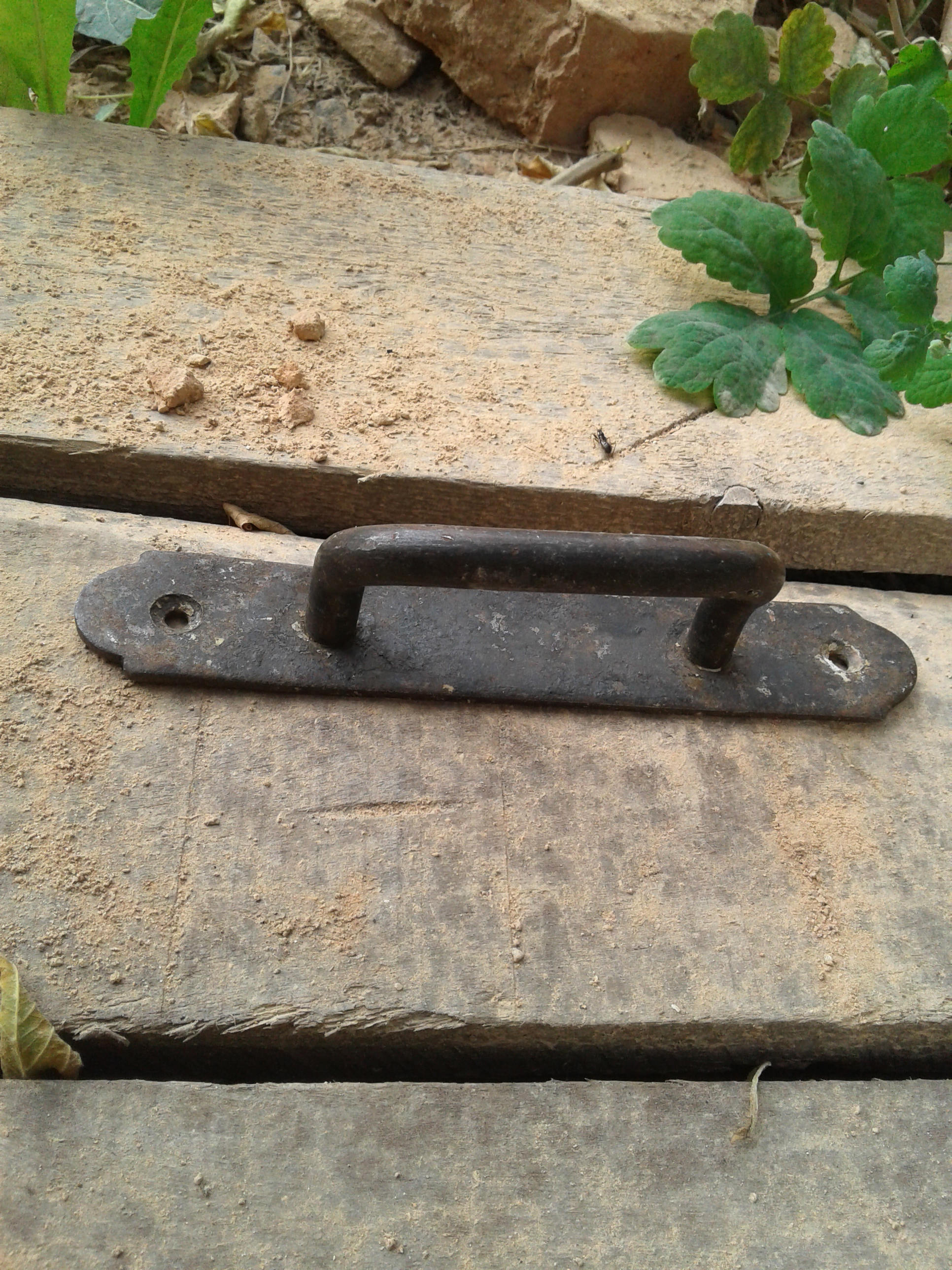 Small Iron Door Handle With Plate Vintage Rusty Metal Salvage Rustic ...