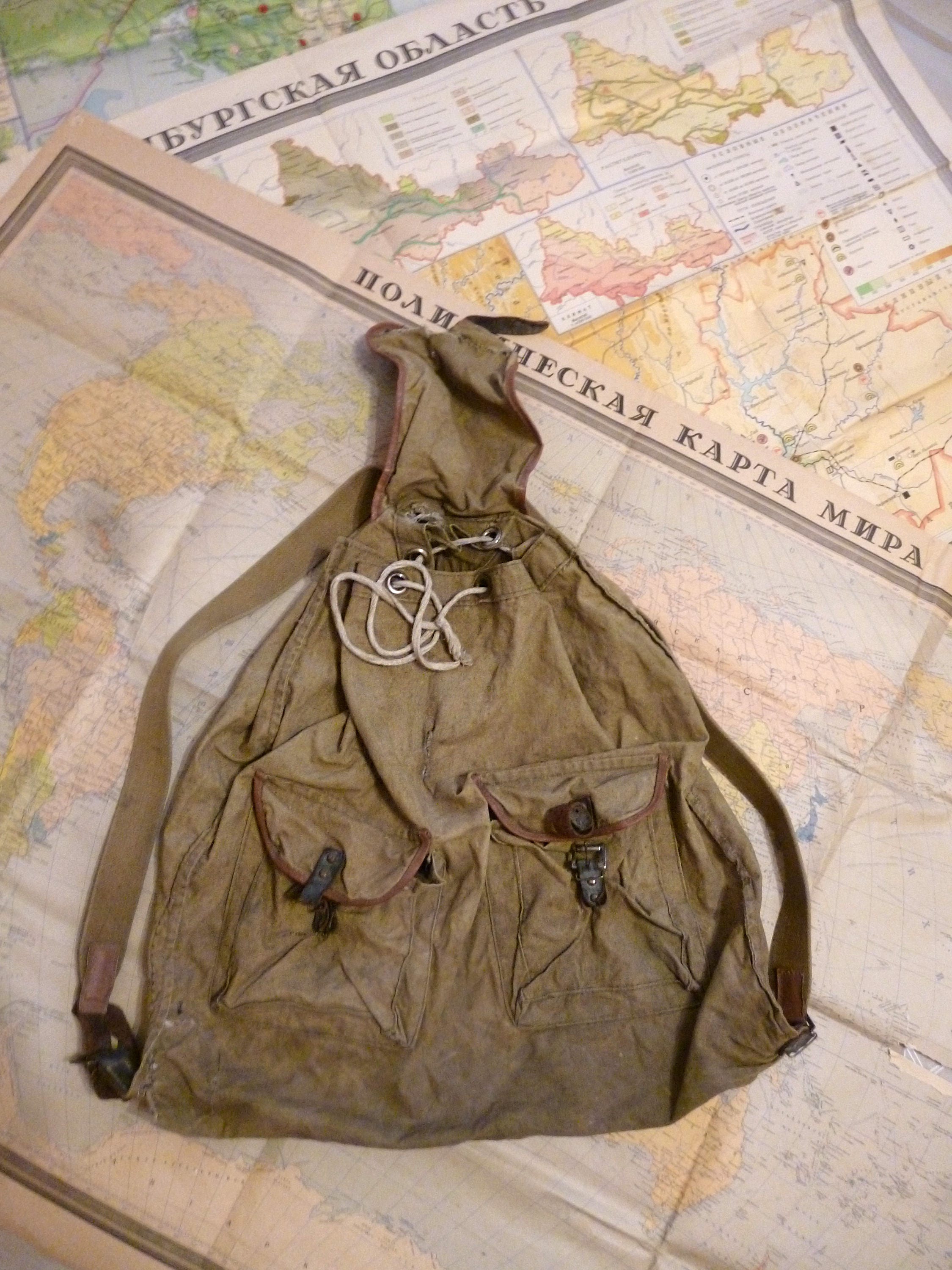 Antique Canvas Backpack 30s Distressed Genuine Salvage Old Military ...
