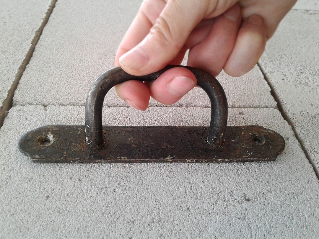 Small Iron Door Handle With Plate Vintage Rusty Metal Salvage Rustic ...
