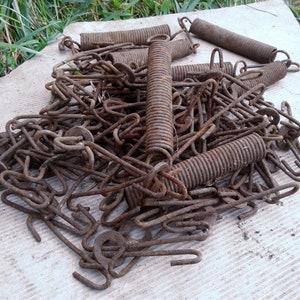 Antique Rusty Metal Bed Tension Springs Connectors Salvage Iron Craft ...