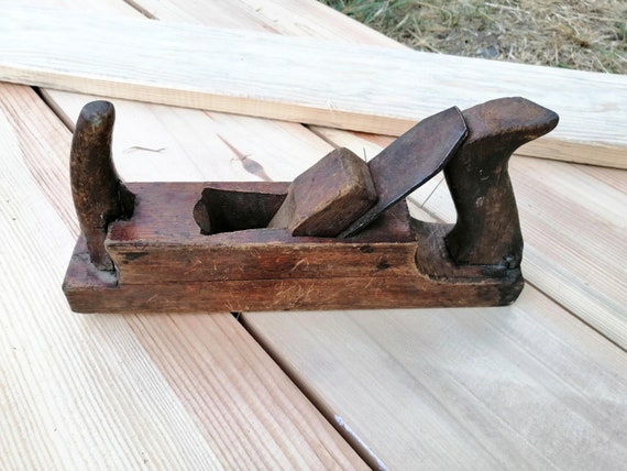 Vintage Wood Plane Wooden Smoothing Planer Two Handles Carpenters Tool Woodworking Farmhouse Carpentry Workshop Farm Retro Decor Etsy