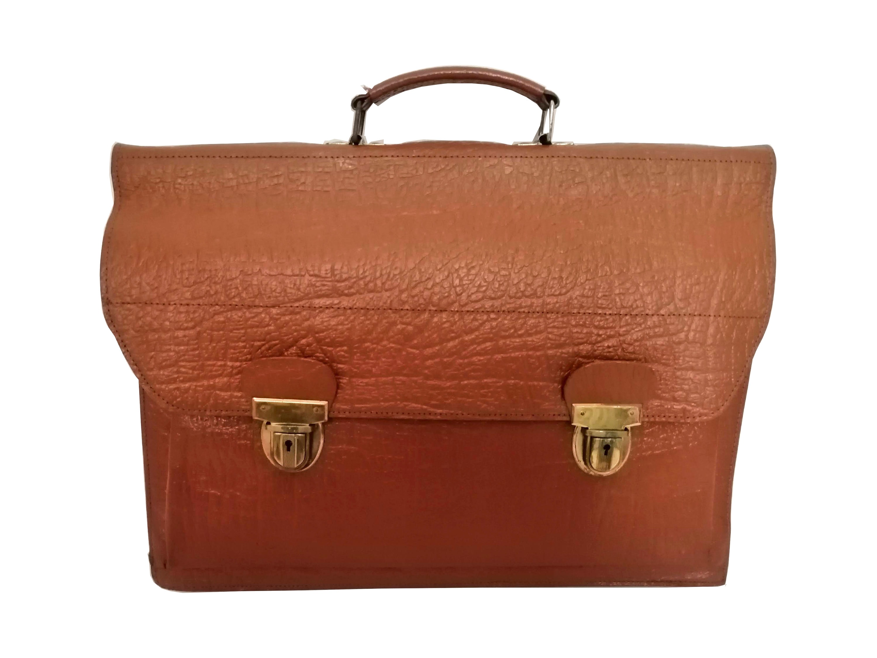 Vintage Portfolio Briefcase Tan Genuine Leather Business - Etsy