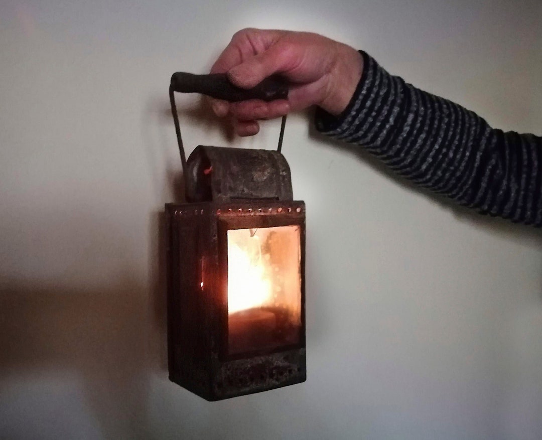 Antique Railway Lantern Rusty Metal Railroad Train Conductor Signal ...