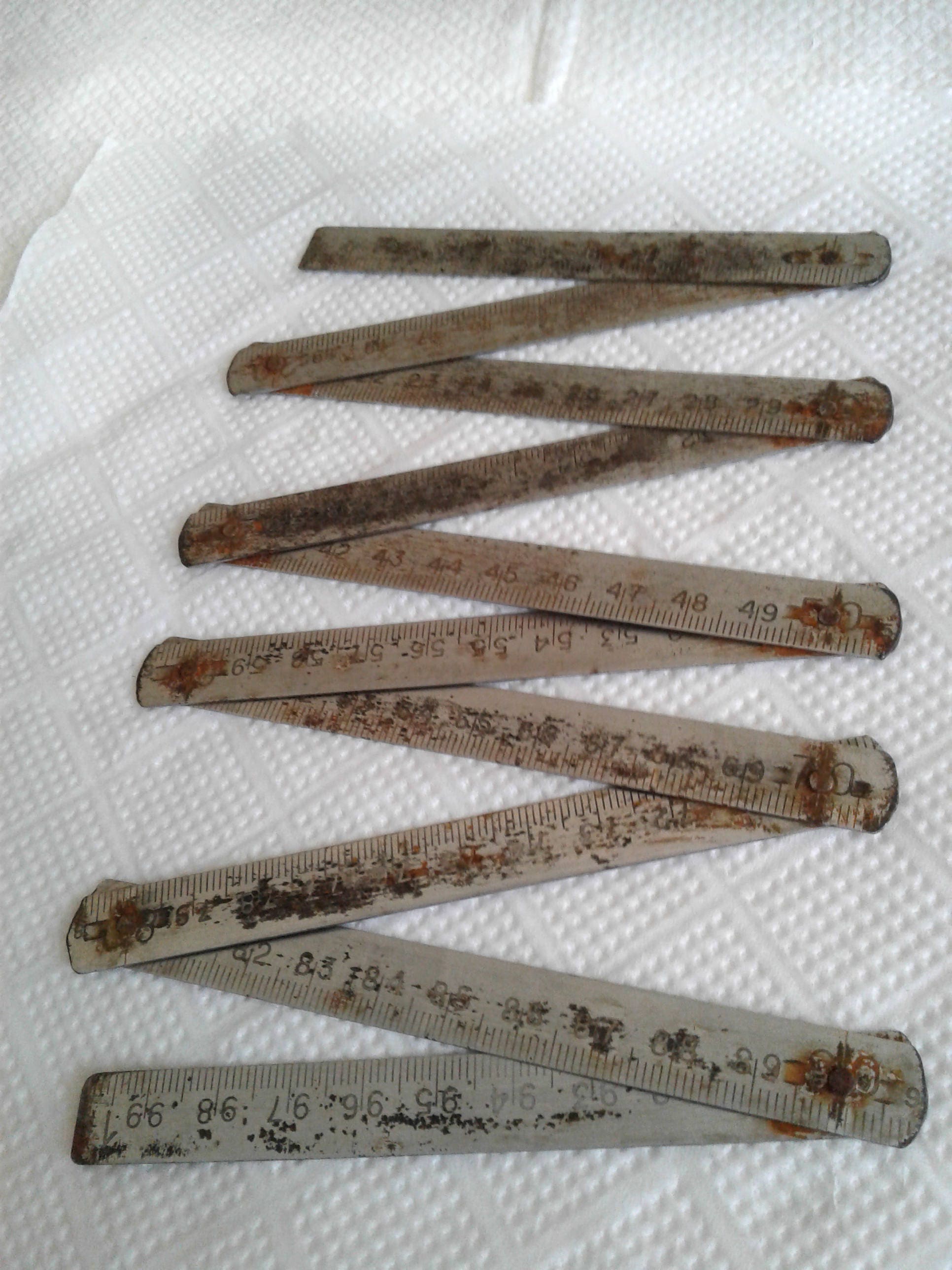 Old Measuring Stick Metal Folding Ruler Rusty Meter Tape Collectible ...