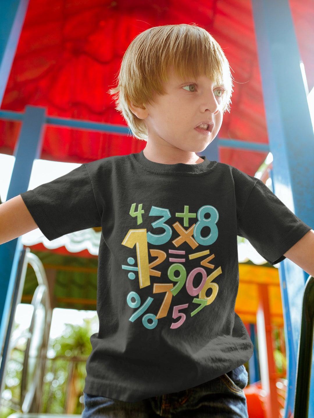 Kids Maths Tshirt - Colourful Number Day Maths Symbols Childs T-shirt ...