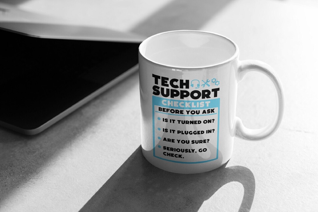 Tech Support Checklist Mug for Tea Coffee Funny Sysadmin IT Department ...