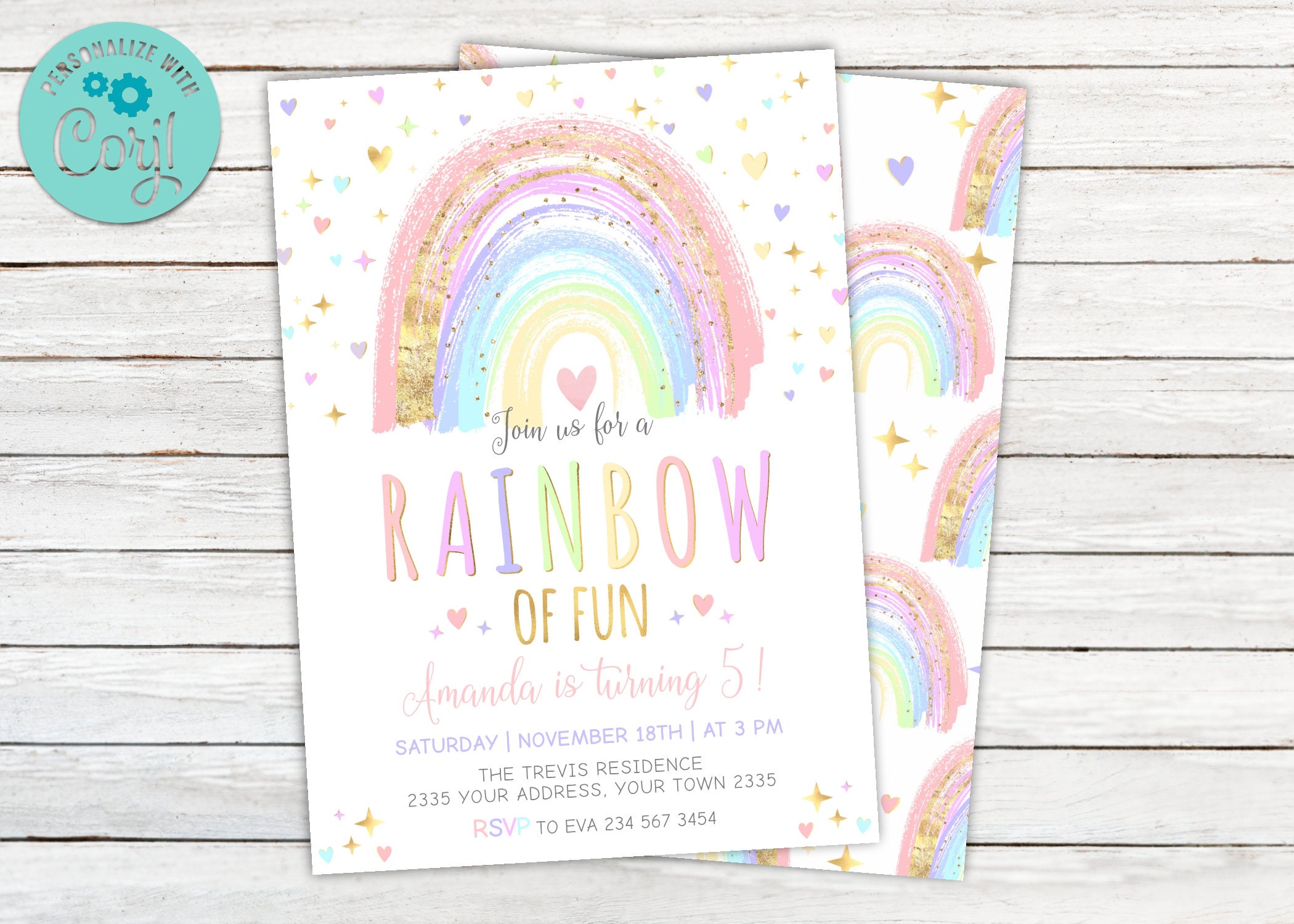 Editable Rainbow Birthday Invitation. Rainbow Invite. Colorful - Etsy