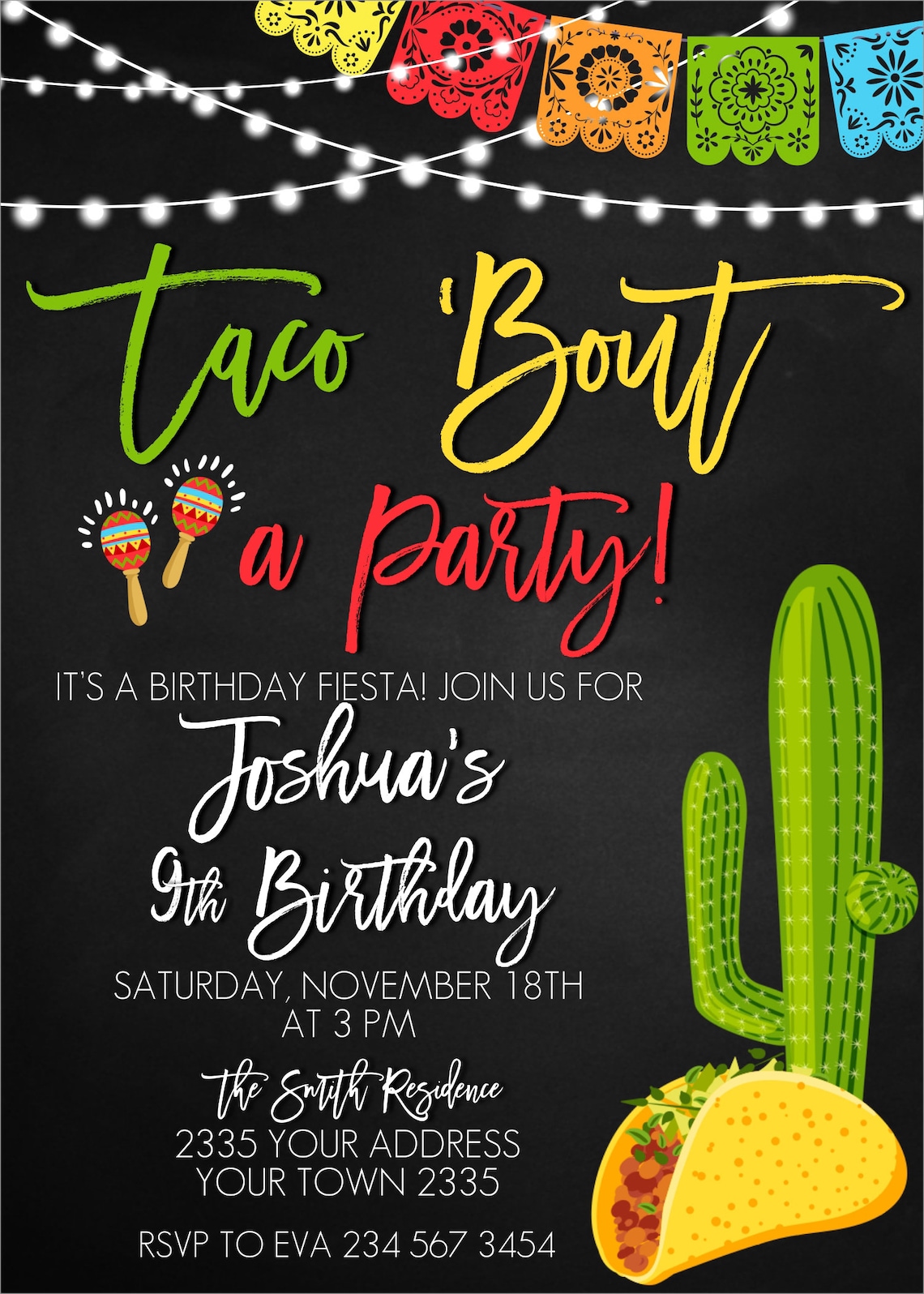 Editable Taco Bout a Party Invitation. Fiesta Birthday | Etsy